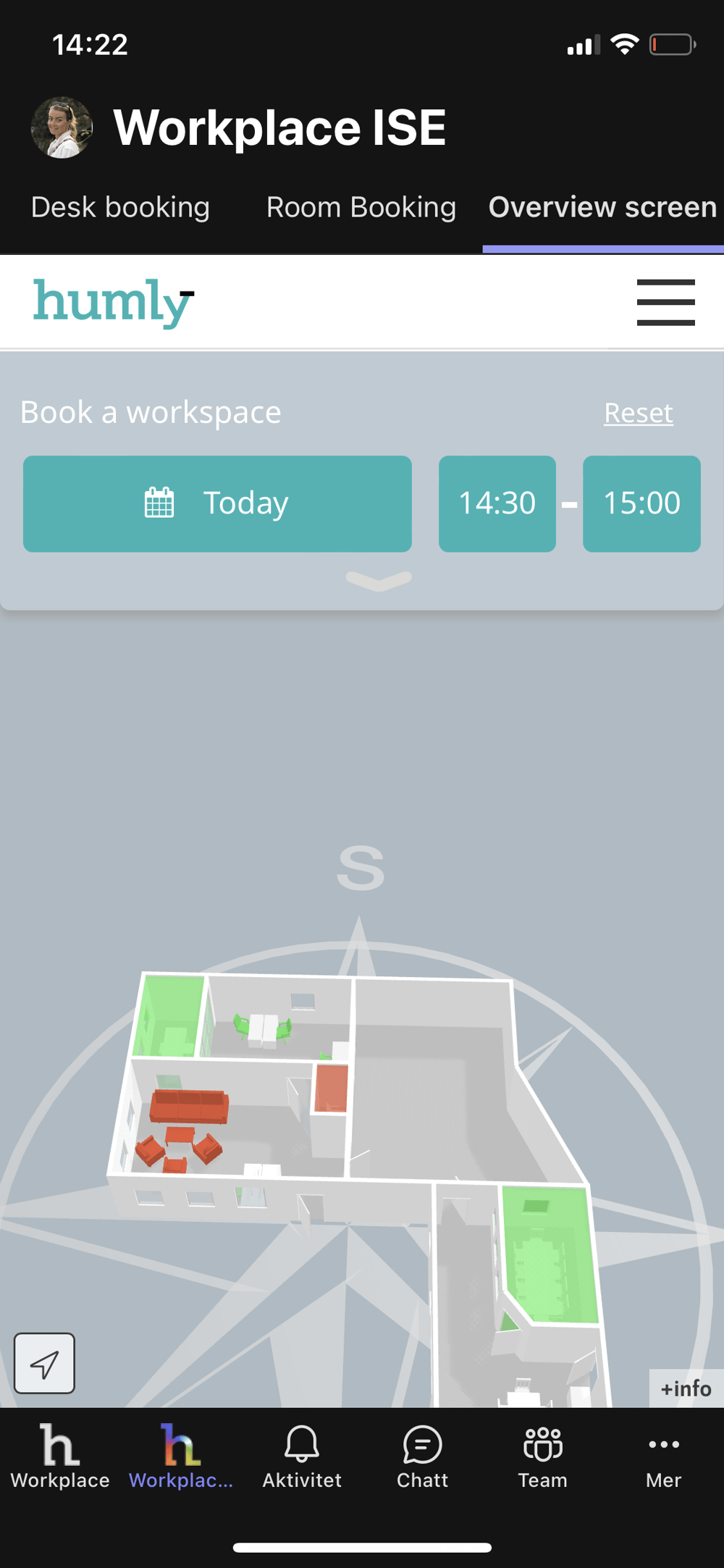 Humly Floor Plan: Room and desk availability– at a glance